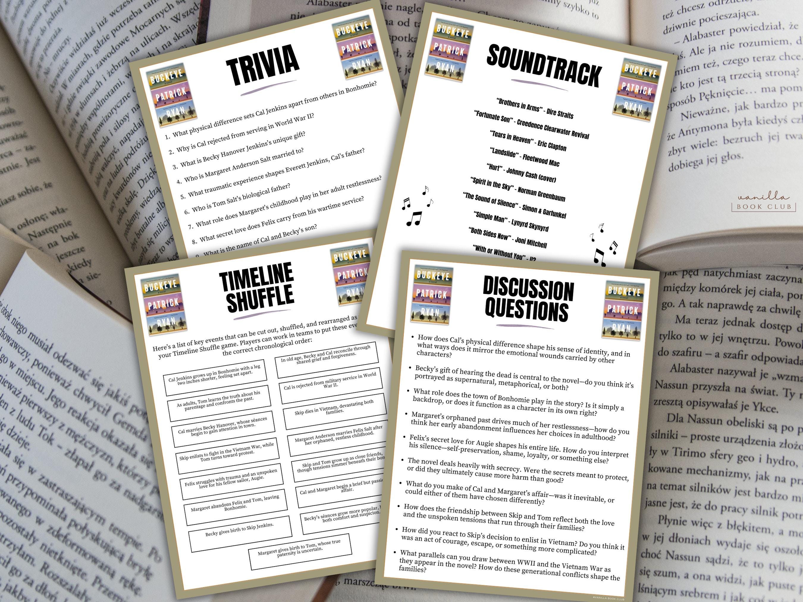 Buckeye Book Club Guide Book Club Games Book Discussion Questions ...