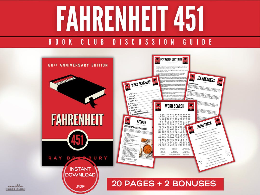 Fahrenheit 451 Book Club Guide Book Club Games Discussion Questions Ray ...