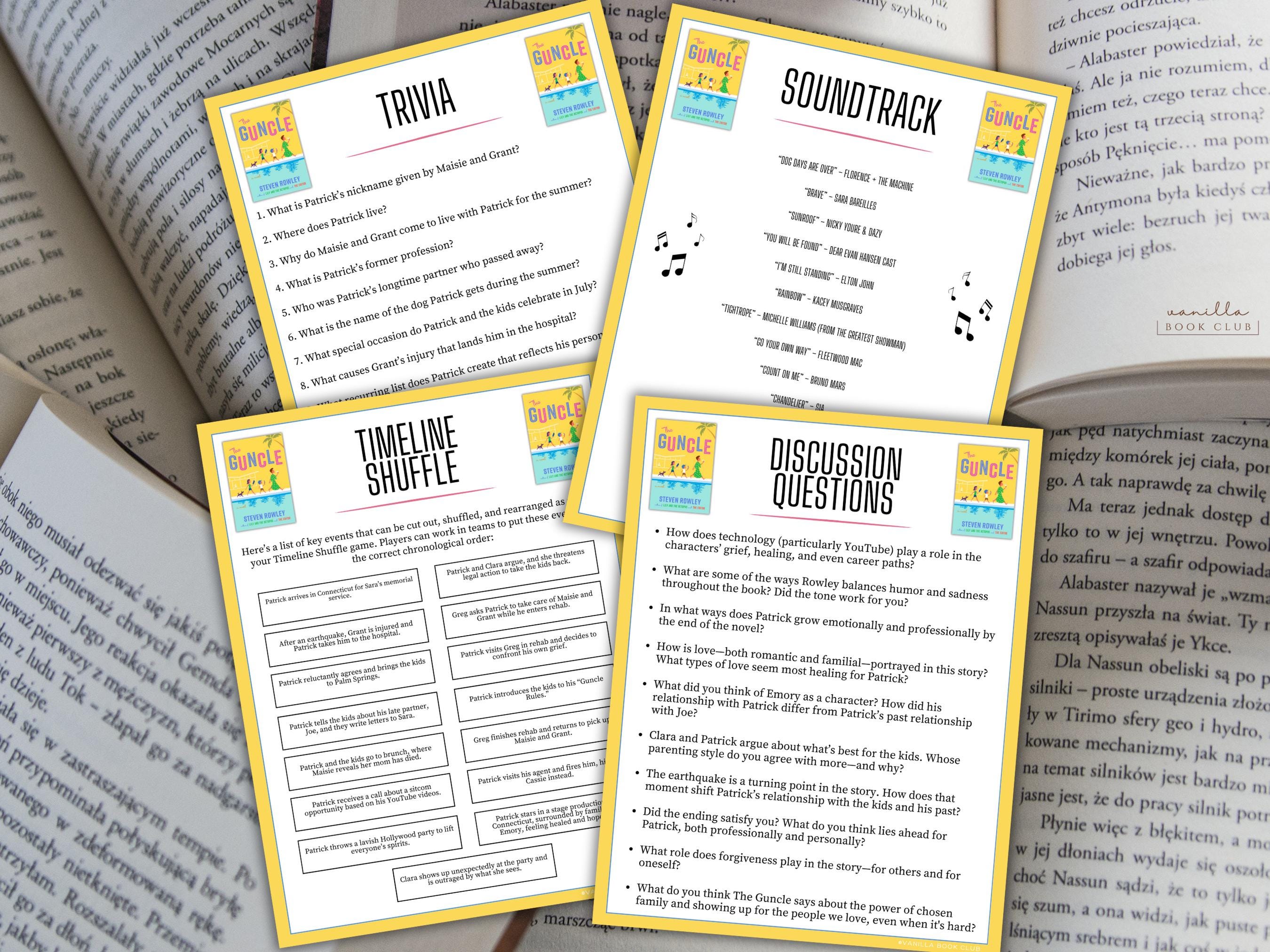 The Guncle Book Club Guide Book Club Games Book Discussion Questions ...