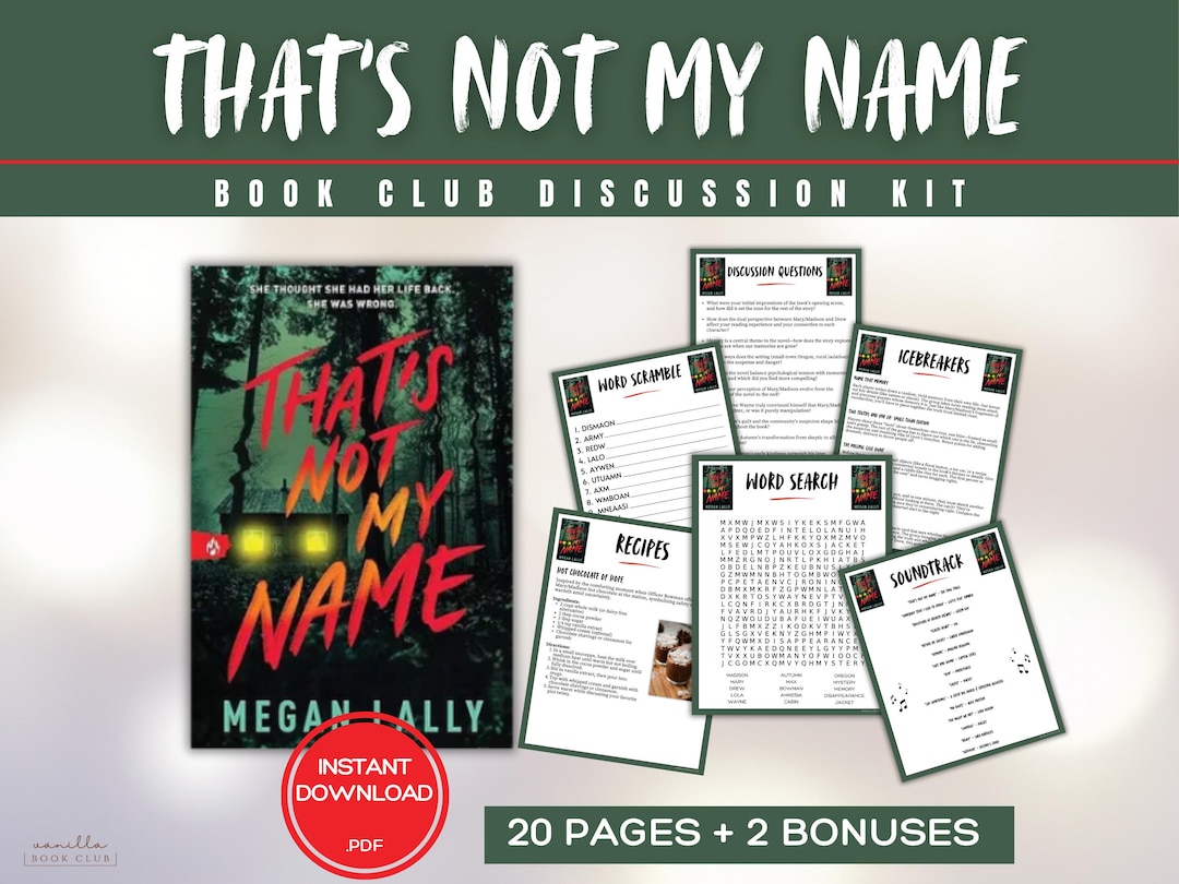 Thats Not My Name Book Club Guide Book Club Games Book Discussion ...