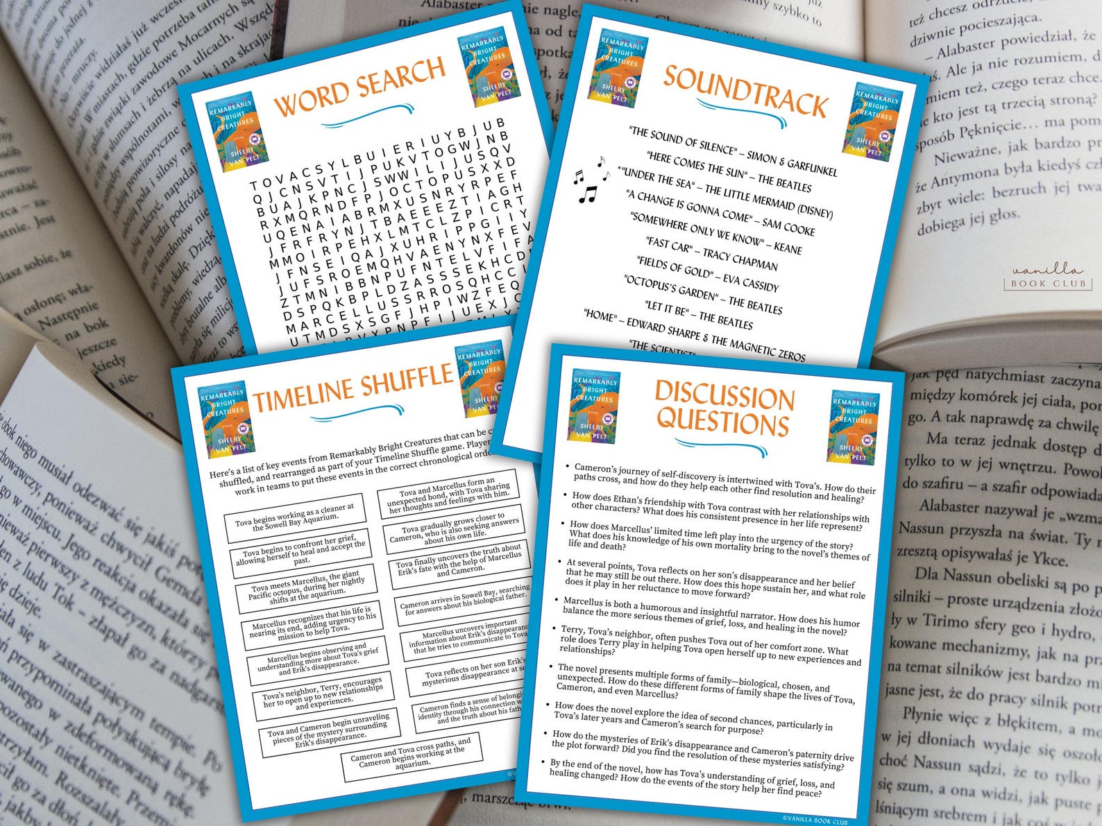 Remarkably Bright Creatures Book Club Guide Book Club Games Book ...