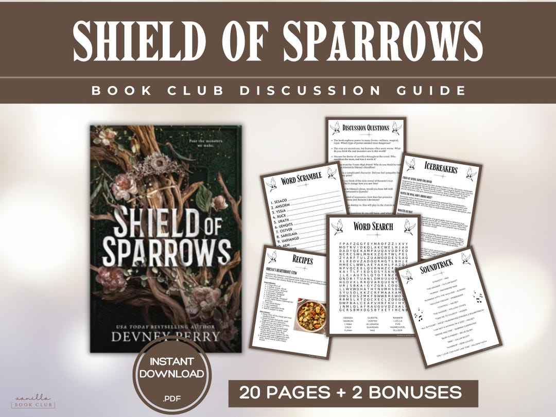 Shield of Sparrows Book Club Guide Book Club Games Discussion Questions ...