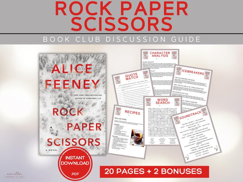 Rock Paper Scissors Book Club Guide Book Club Games Book Discussion ...