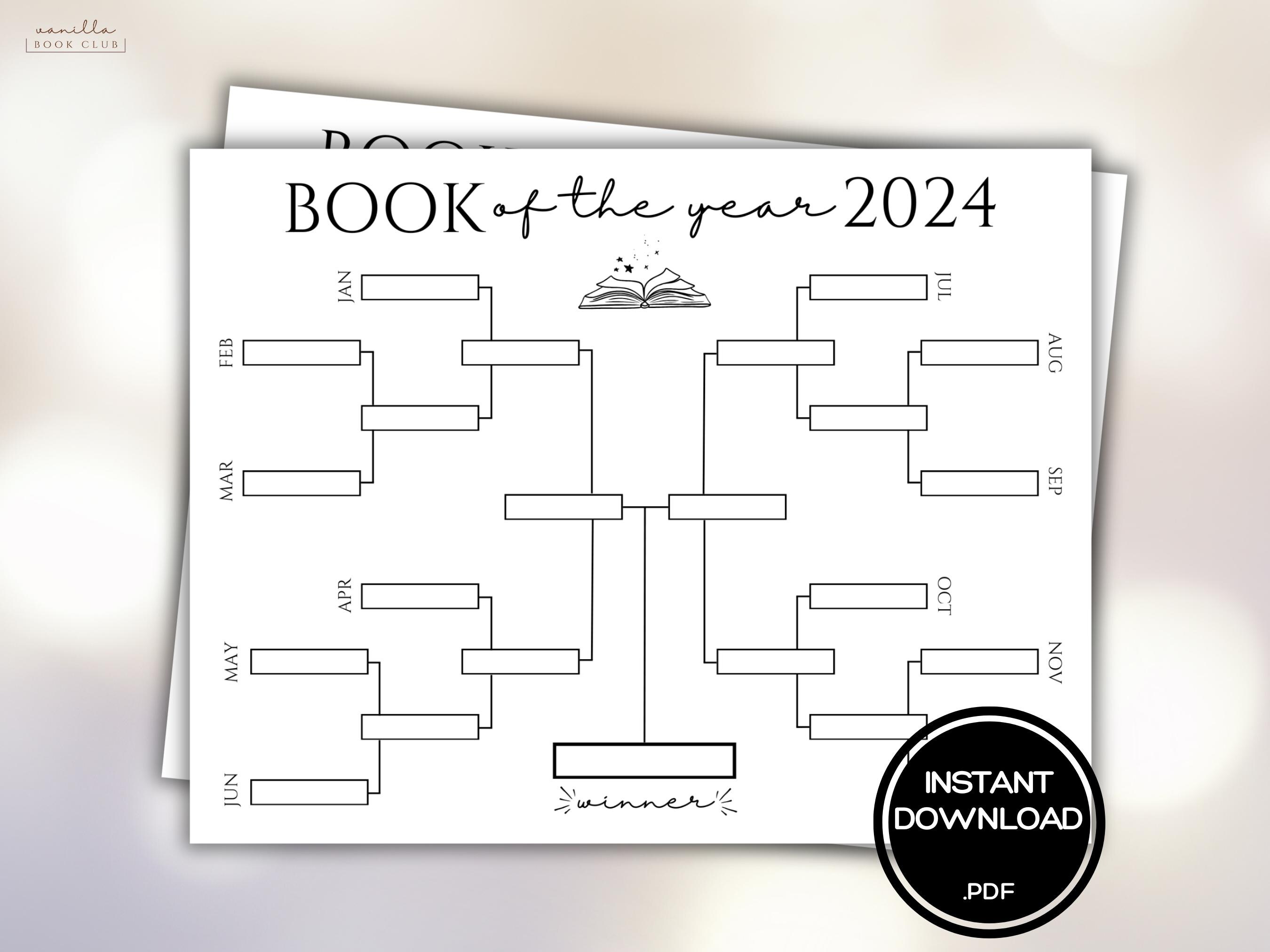 Book of the Year 2024 Book Club Games Printable Reading Tracker Book ...