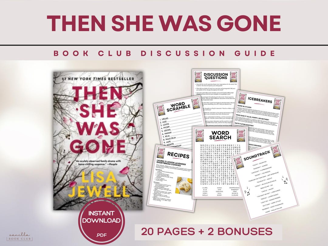 Then She Was Gone Book Club Guide Book Club Games Book Discussion ...