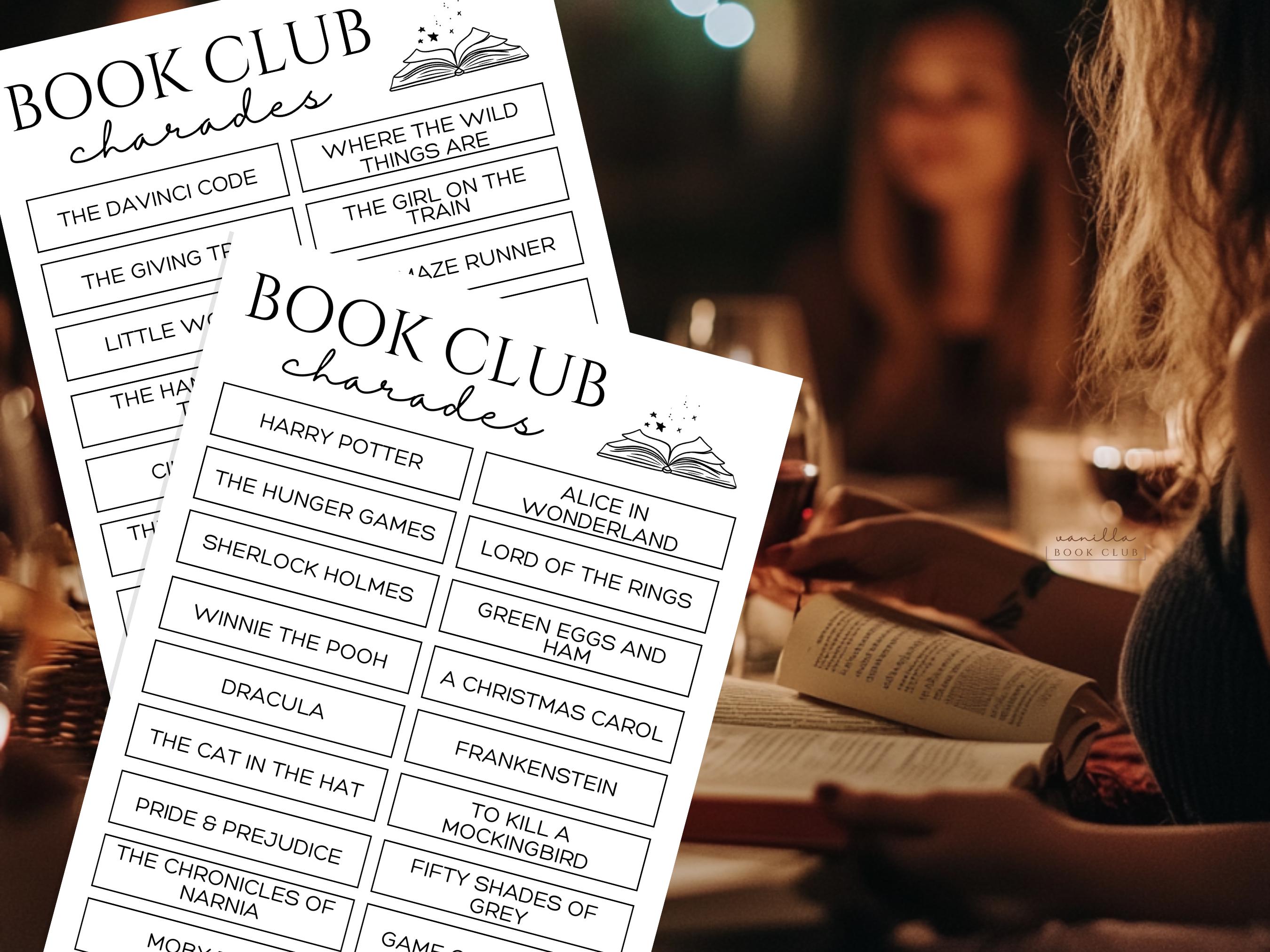 Book Club Games Book Club Charades Reading Group Ice Breaker Games ...