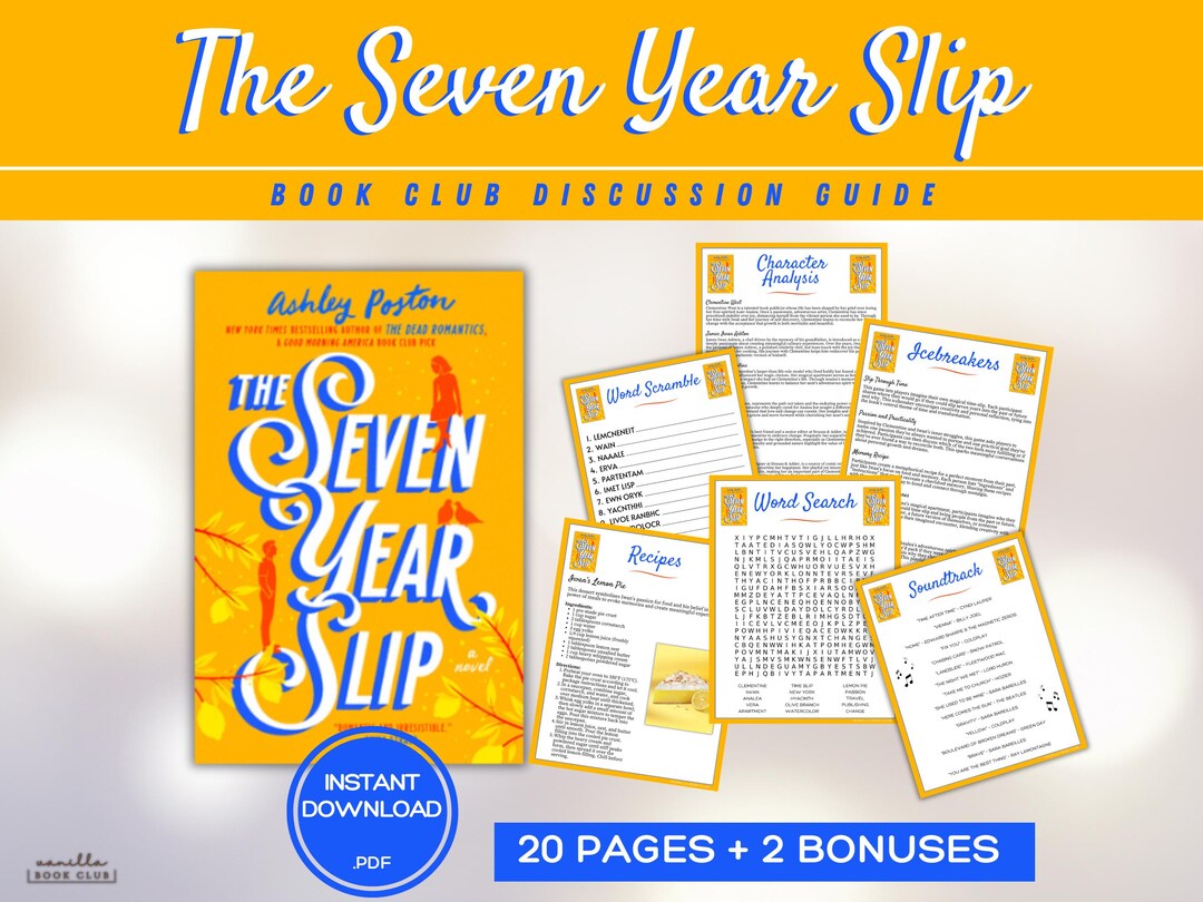 The Seven Year Slip Book Club Guide Book Club Games Book Discussion ...