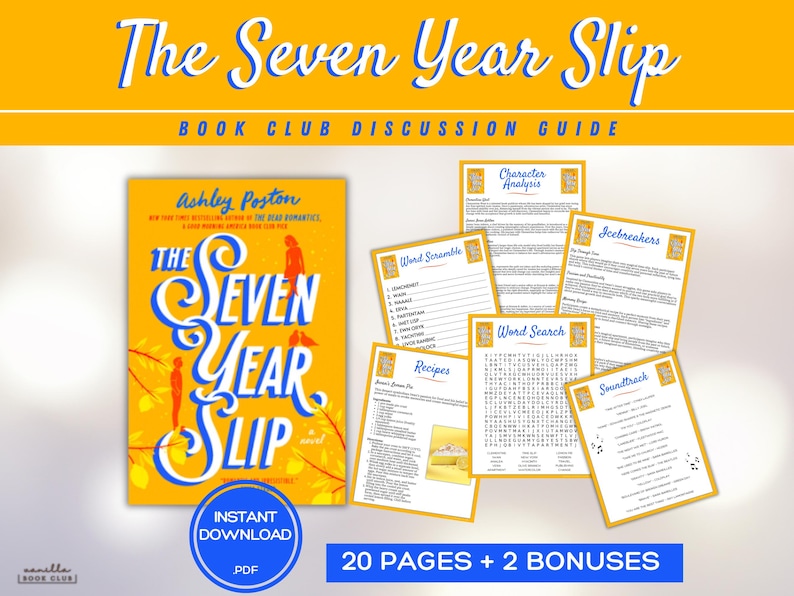 The Seven Year Slip Book Club Guide Book Club Games Book Discussion ...