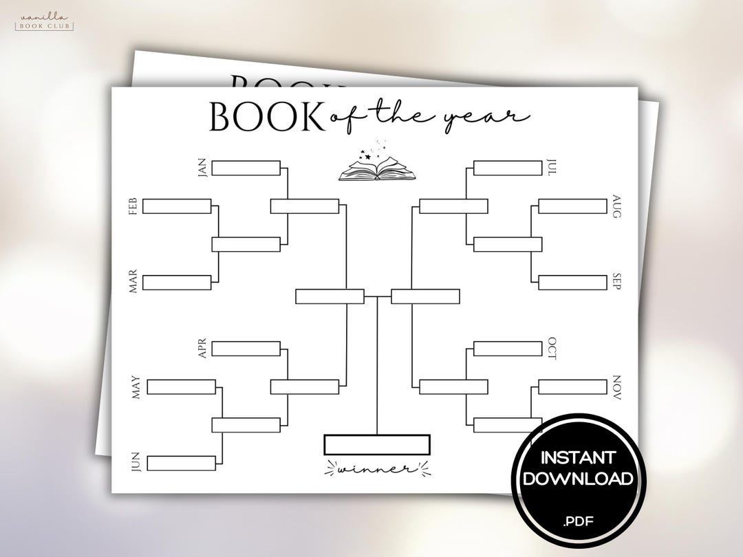 Book of the Year Book Club Games Printable Reading Tracker Book ...