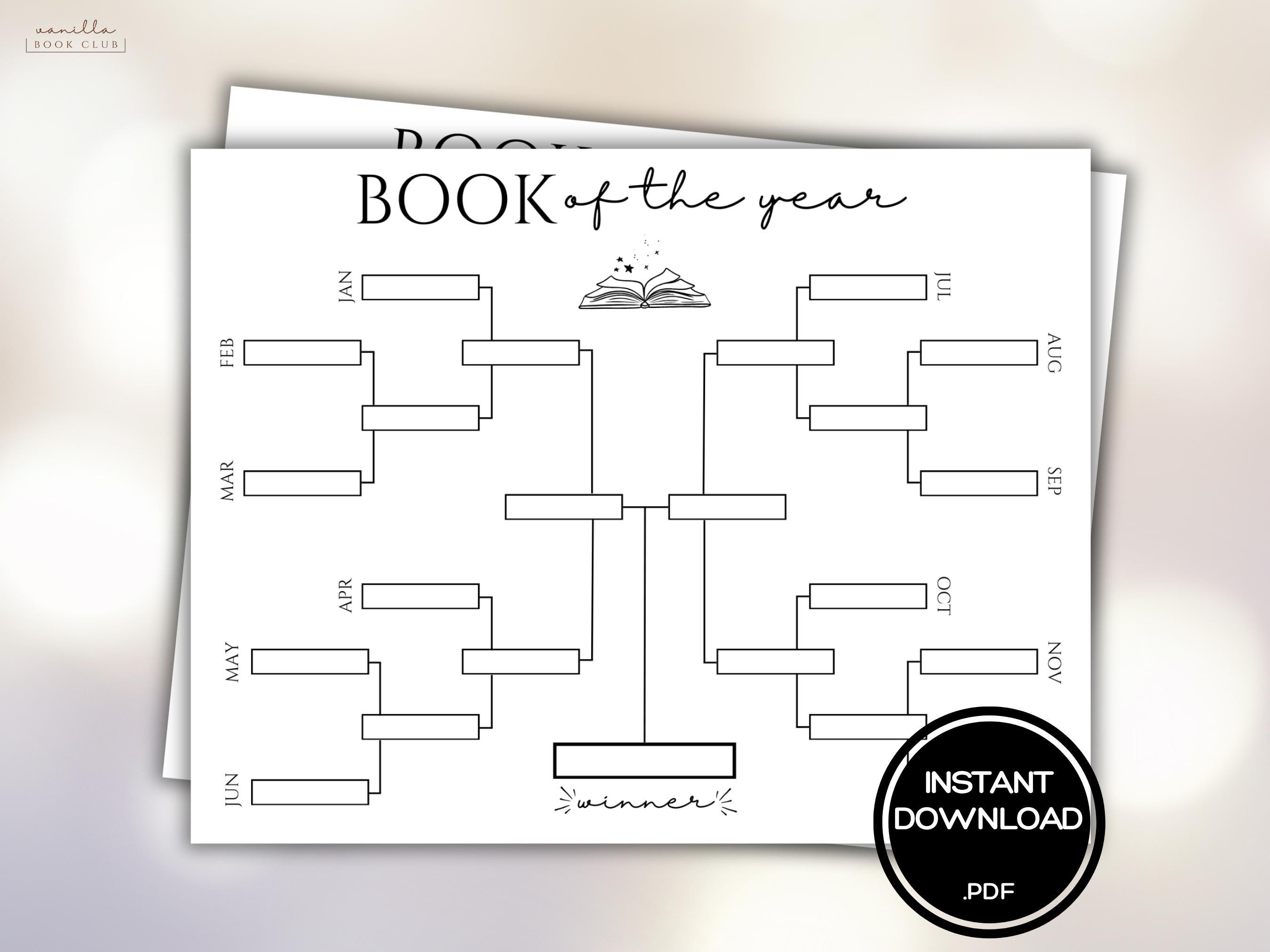 Book of the Year Book Club Games Printable Reading Tracker Book ...