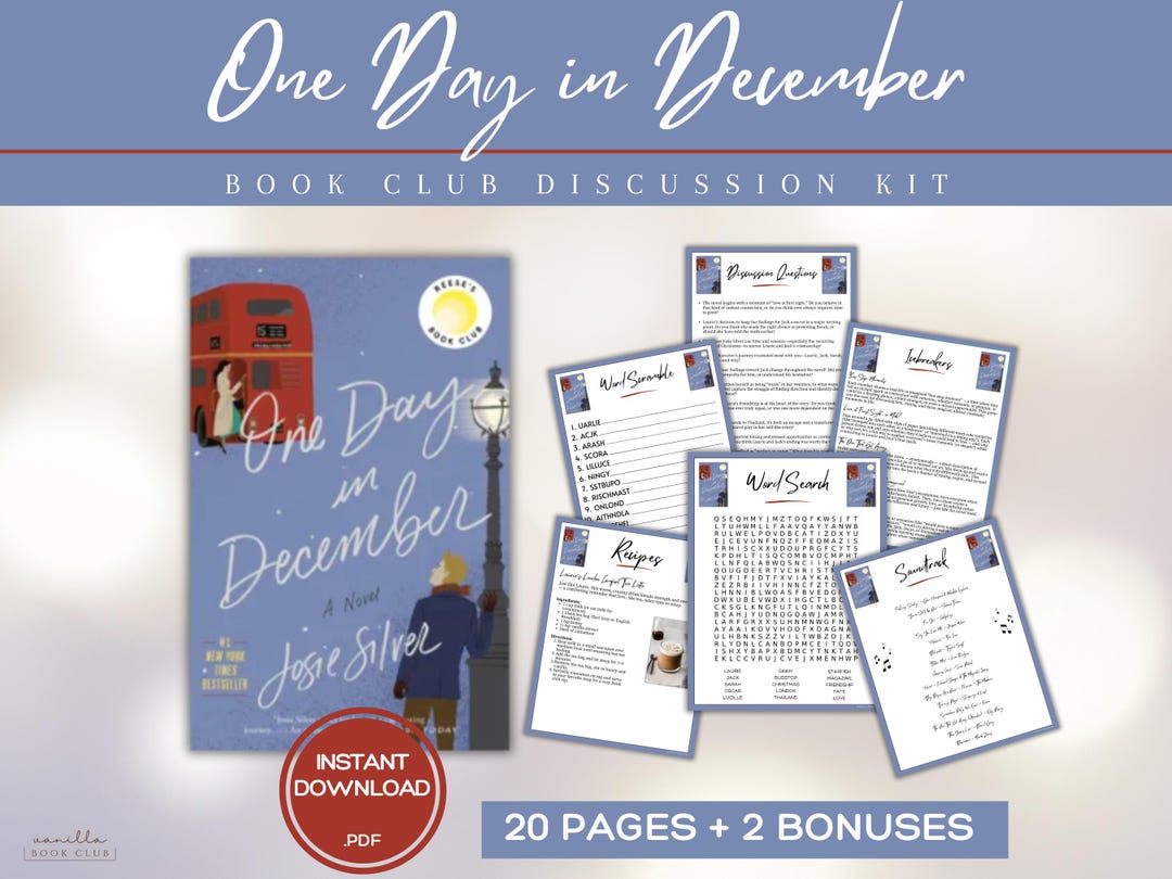 One Day in December Book Club Guide Book Club Games Kit Book Discussion ...