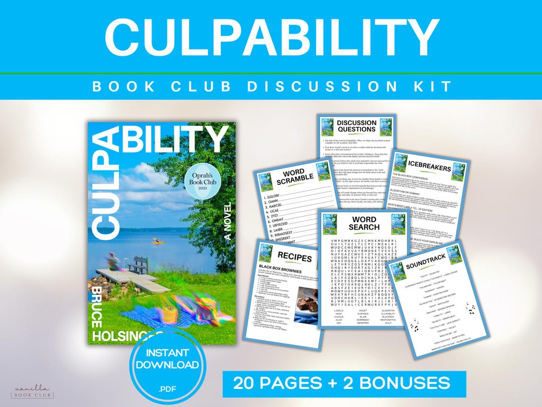 Culpability Book Club Guide Book Club Games Book Discussion Questions ...