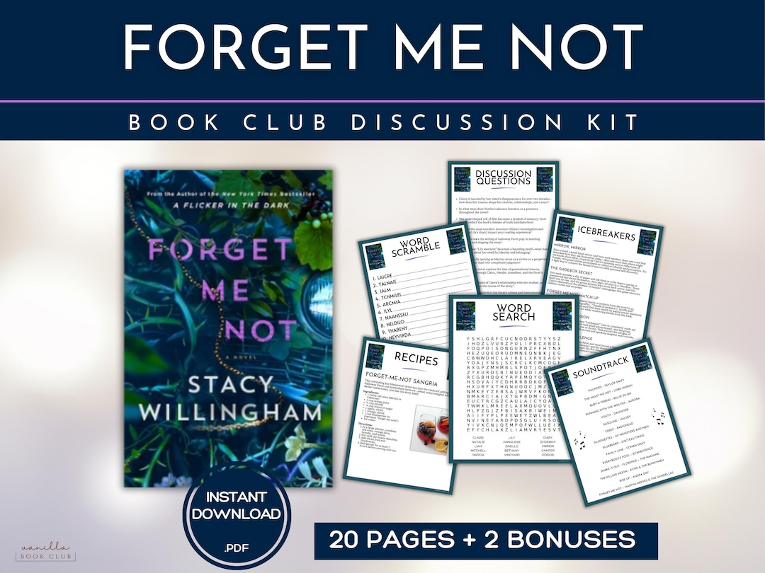 Forget Me Not Book Club Guide Book Club Games Book Discussion Questions ...