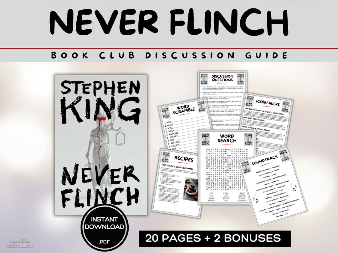 Never Flinch Book Club Guide Book Club Games Book Discussion Questions ...