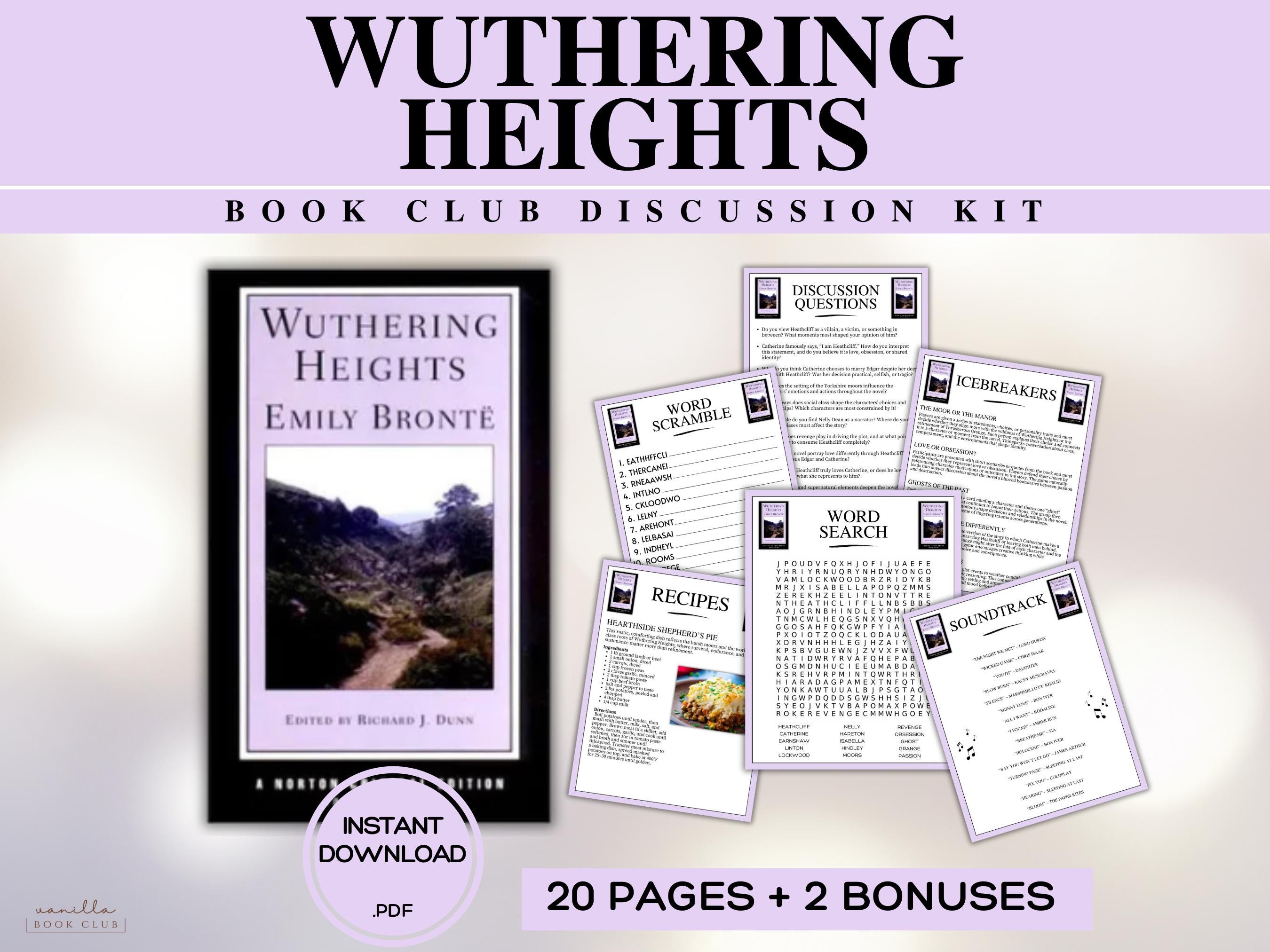 Wuthering Heights Book Club Guide Book Club Games Discussion Questions ...