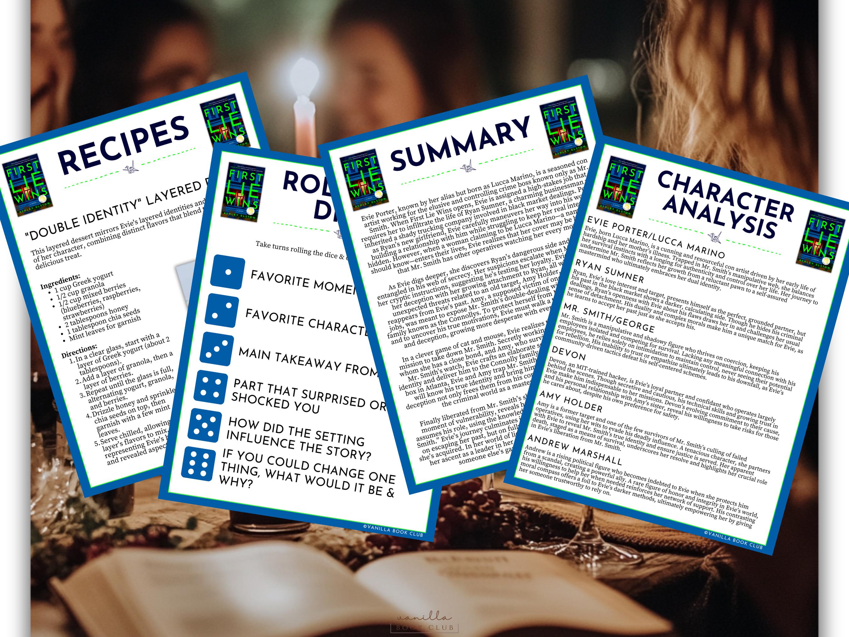 First Lie Wins Book Club Guide Book Club Games Book Discussion ...