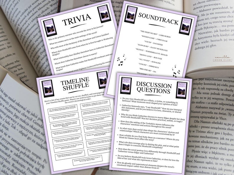 Wuthering Heights Book Club Guide Book Club Games Discussion Questions ...