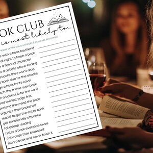 Book Club Games Who is Most Likely Game Book Club Ice Breaker Games ...