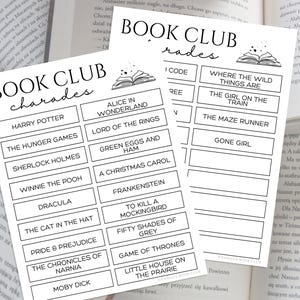 Book Club Games Book Club Charades Reading Group Ice Breaker Games ...