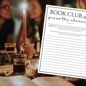 Book Club Games Guess the Character Book Club Ice Breaker Games Ladies ...