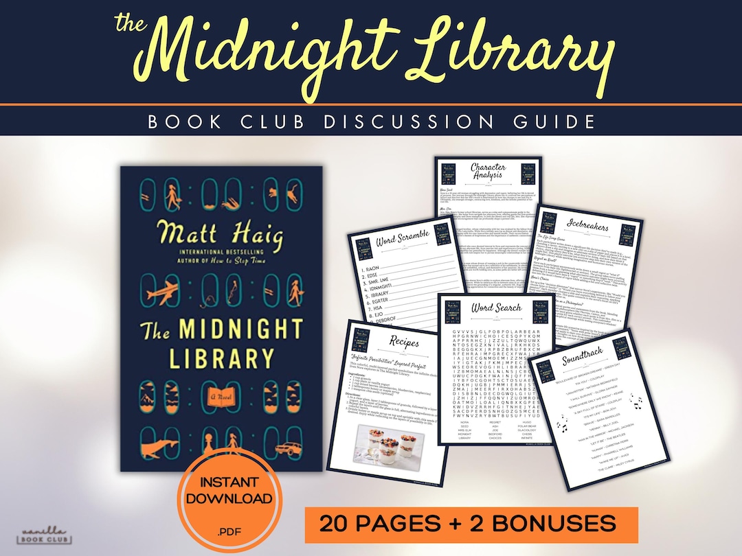 The Midnight Library Book Club Guide Book Club Games Book Discussion ...
