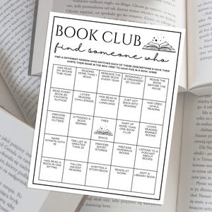 Book Club Games Find the Guest Bingo Book Club Bingo Find Someone Who ...