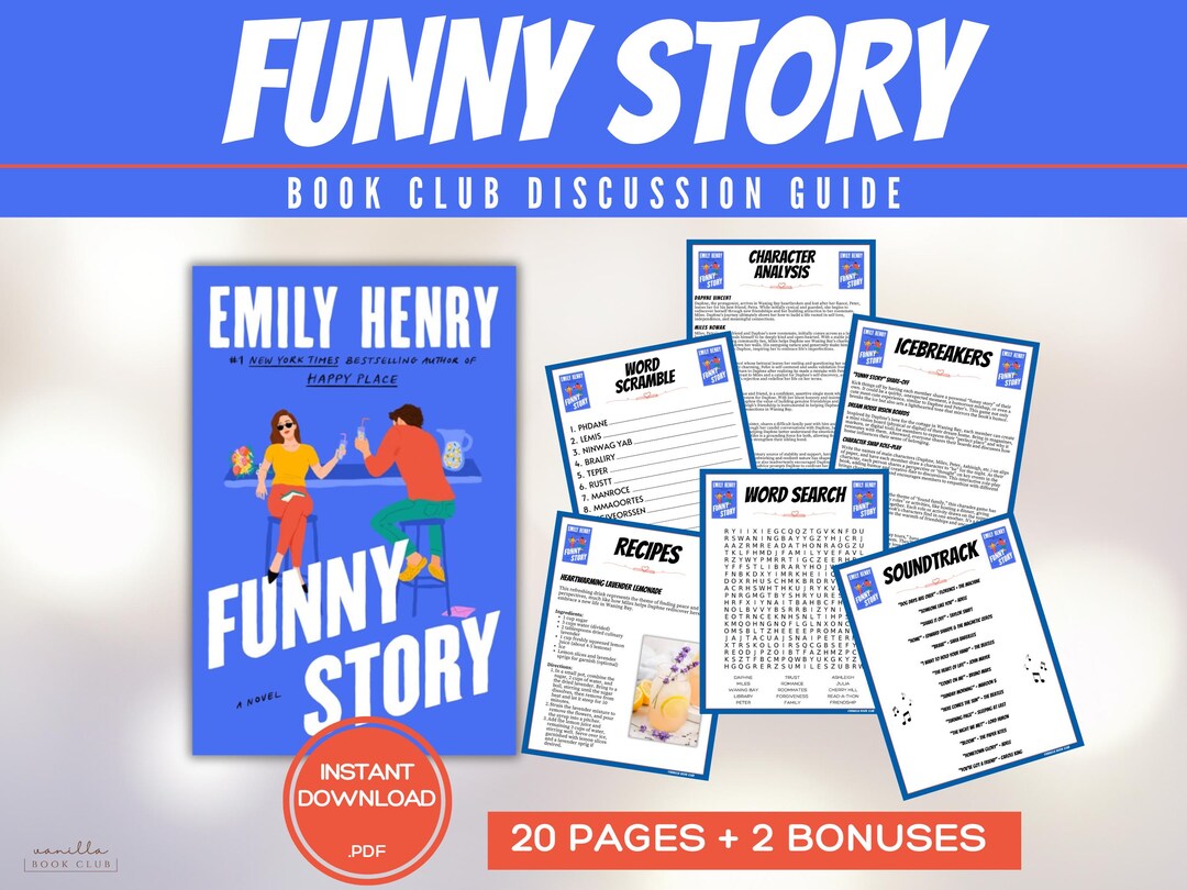 Funny Story Book Club Guide Book Club Games Book Discussion Questions ...