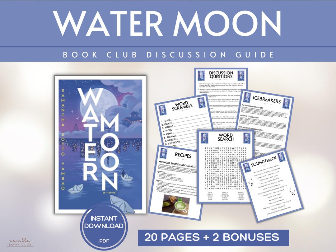 Water Moon Book Club Guide Book Club Games Discussion Questions ...