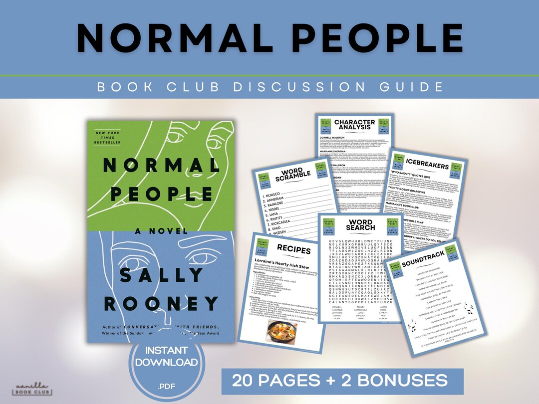 Normal People Book Club Guide Book Club Games Book Discussion Questions ...