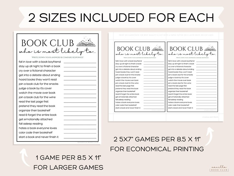 Book Club Games Who is Most Likely Game Book Club Ice Breaker Games ...