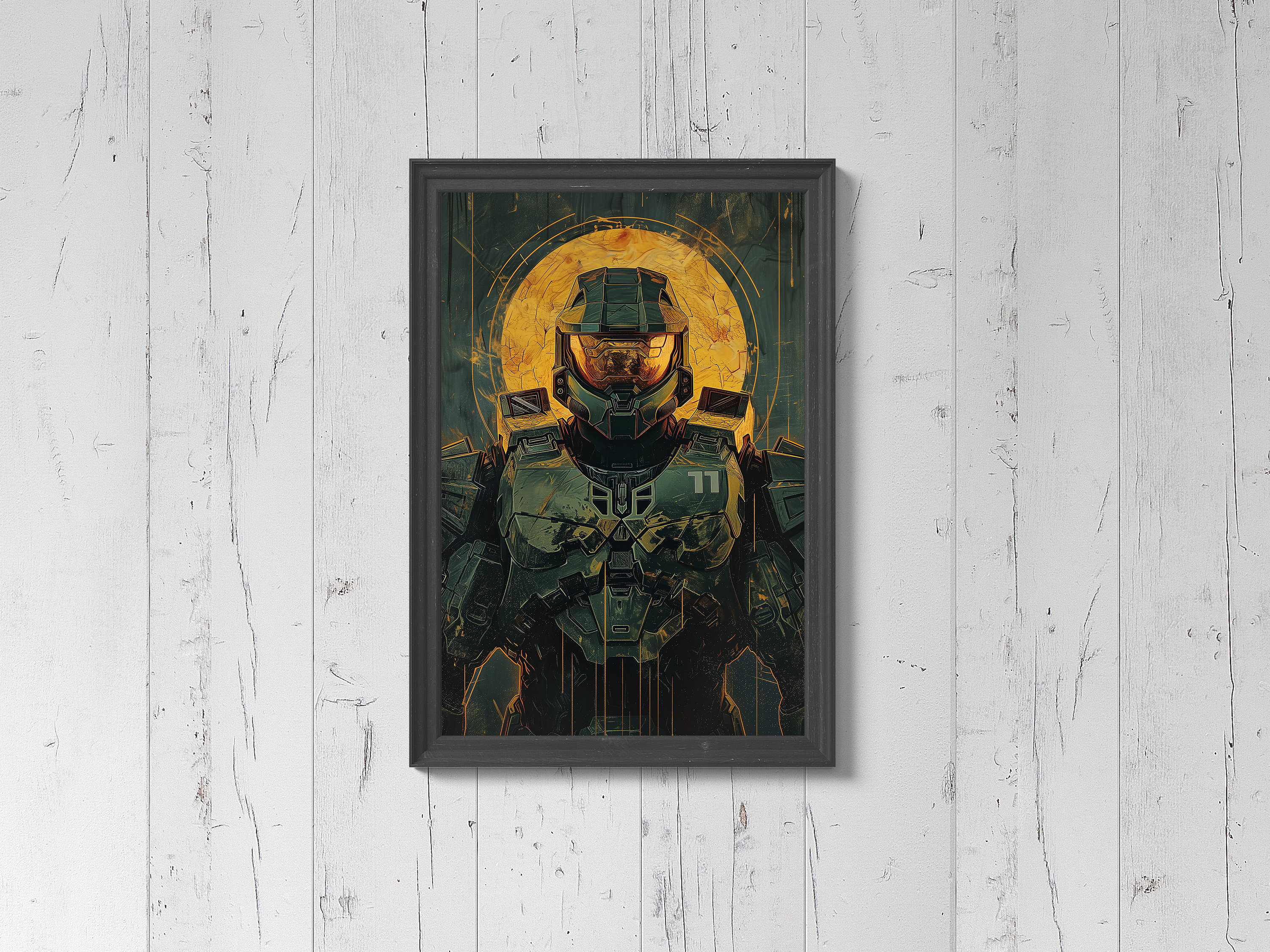 Detailed Master Chief Halo Digital Print, Room Wall Art, Gamer ...