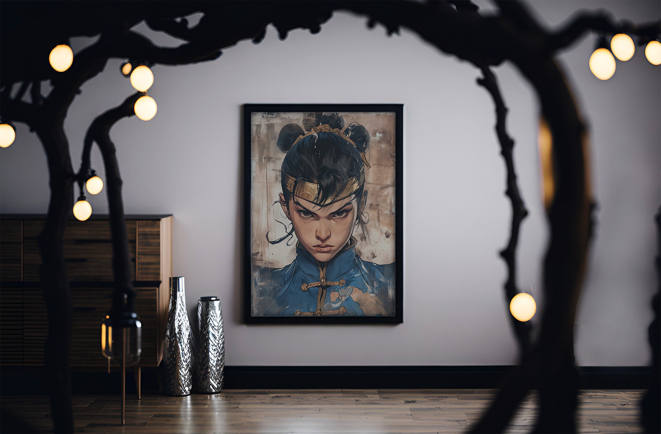 Detailed Street Fighter Chun-li Digital Art Print Gaming Wall Decor ...