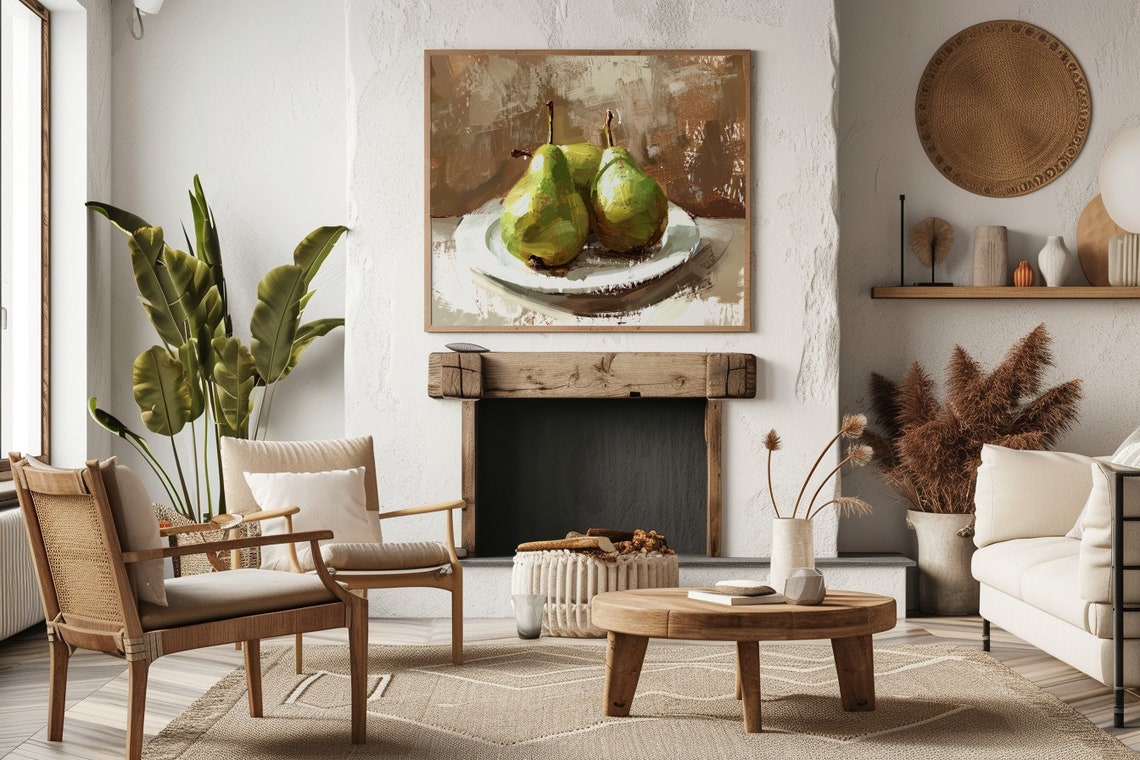 PRINTABLE Green Pears Antique Farmhouse Kitchen Print Style of Matisse ...