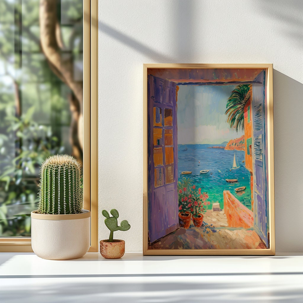 Matisse Style Sea View Painting | Open Window Coastal Art (digital ...