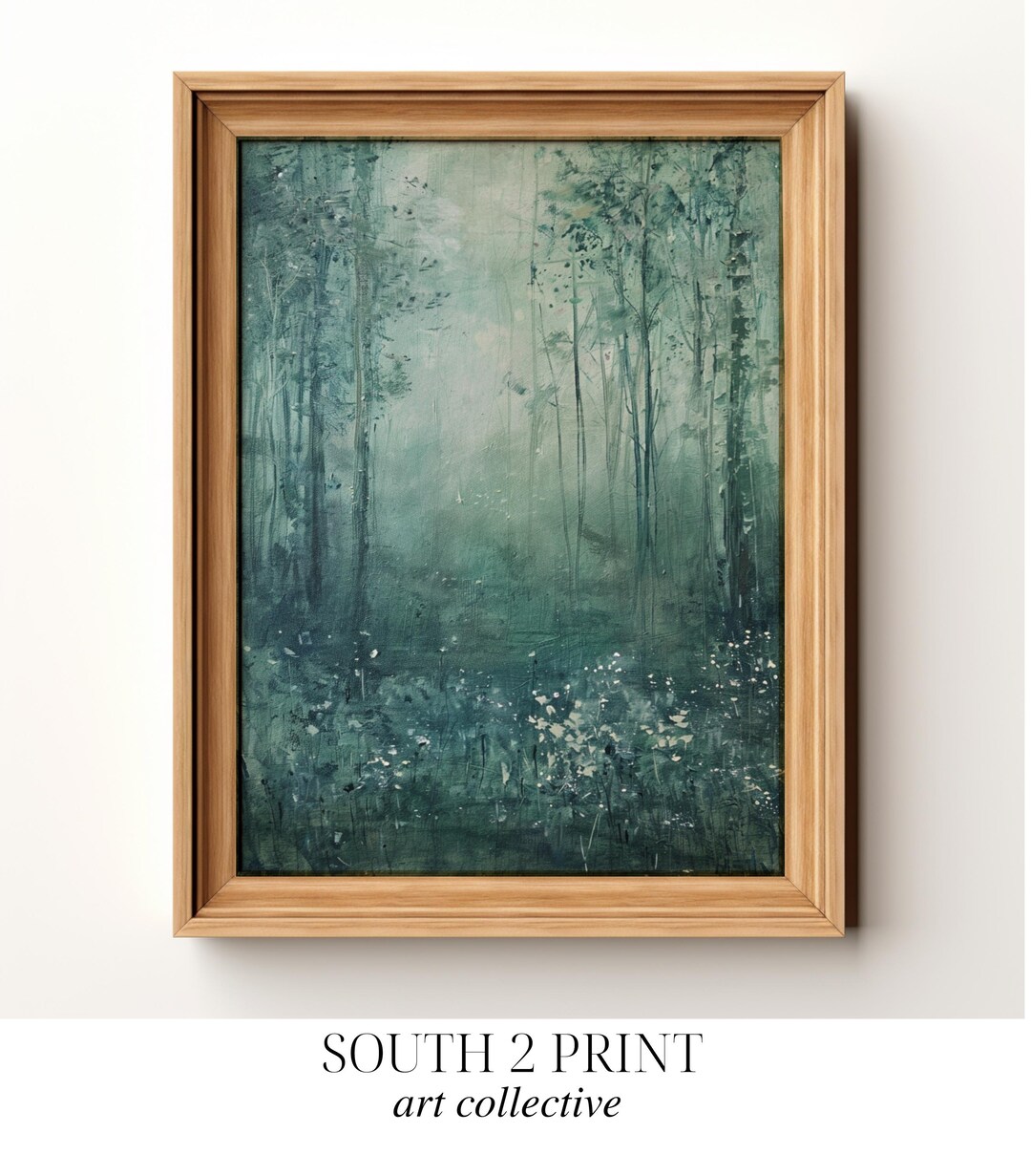 PRINTABLE Monet-inspired Abstract Forest | Muted Greens Blues Vintage ...