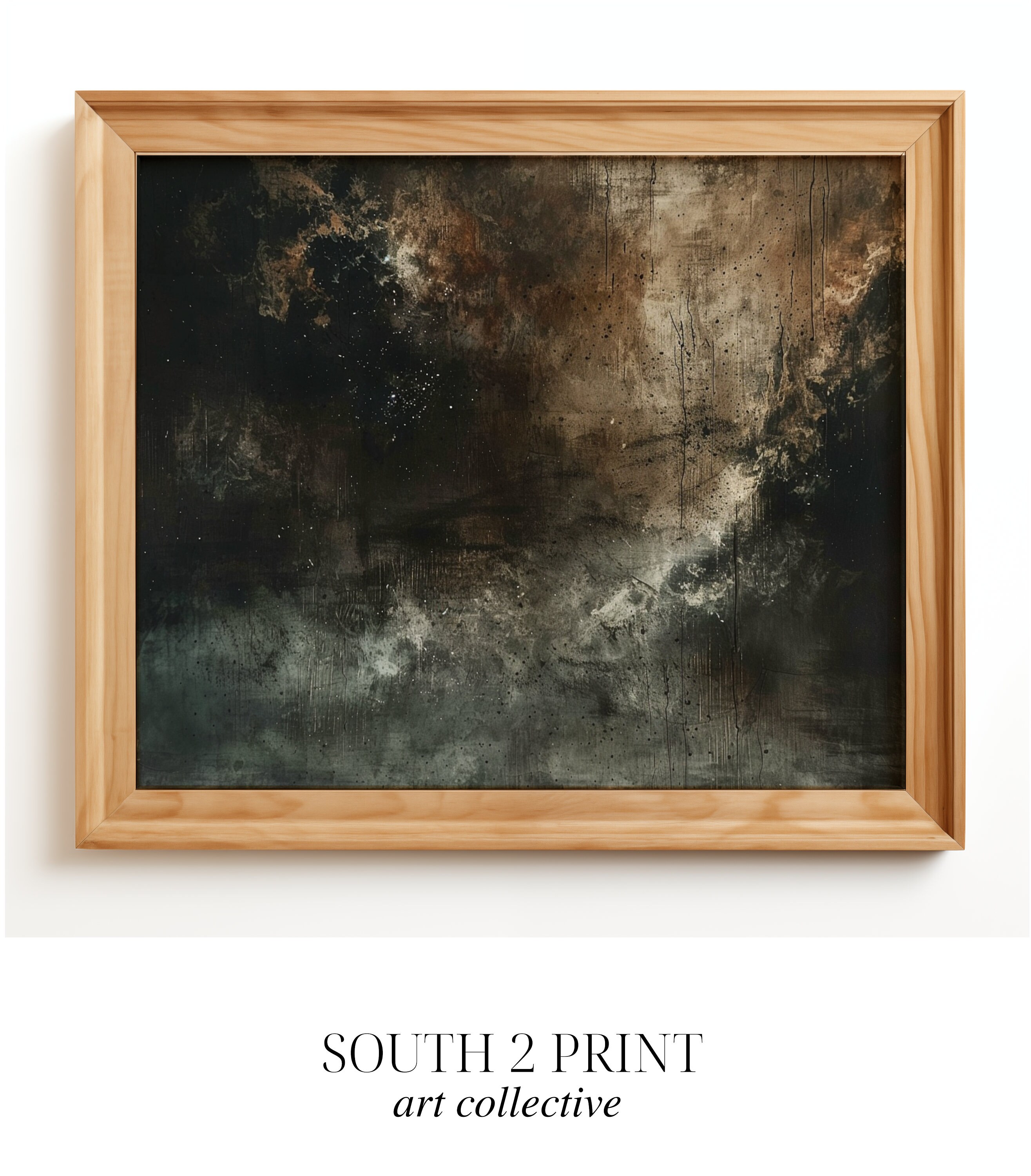 PRINTABLE Moody Abstract Sky | Dark Vintage Expressionist Painting With ...