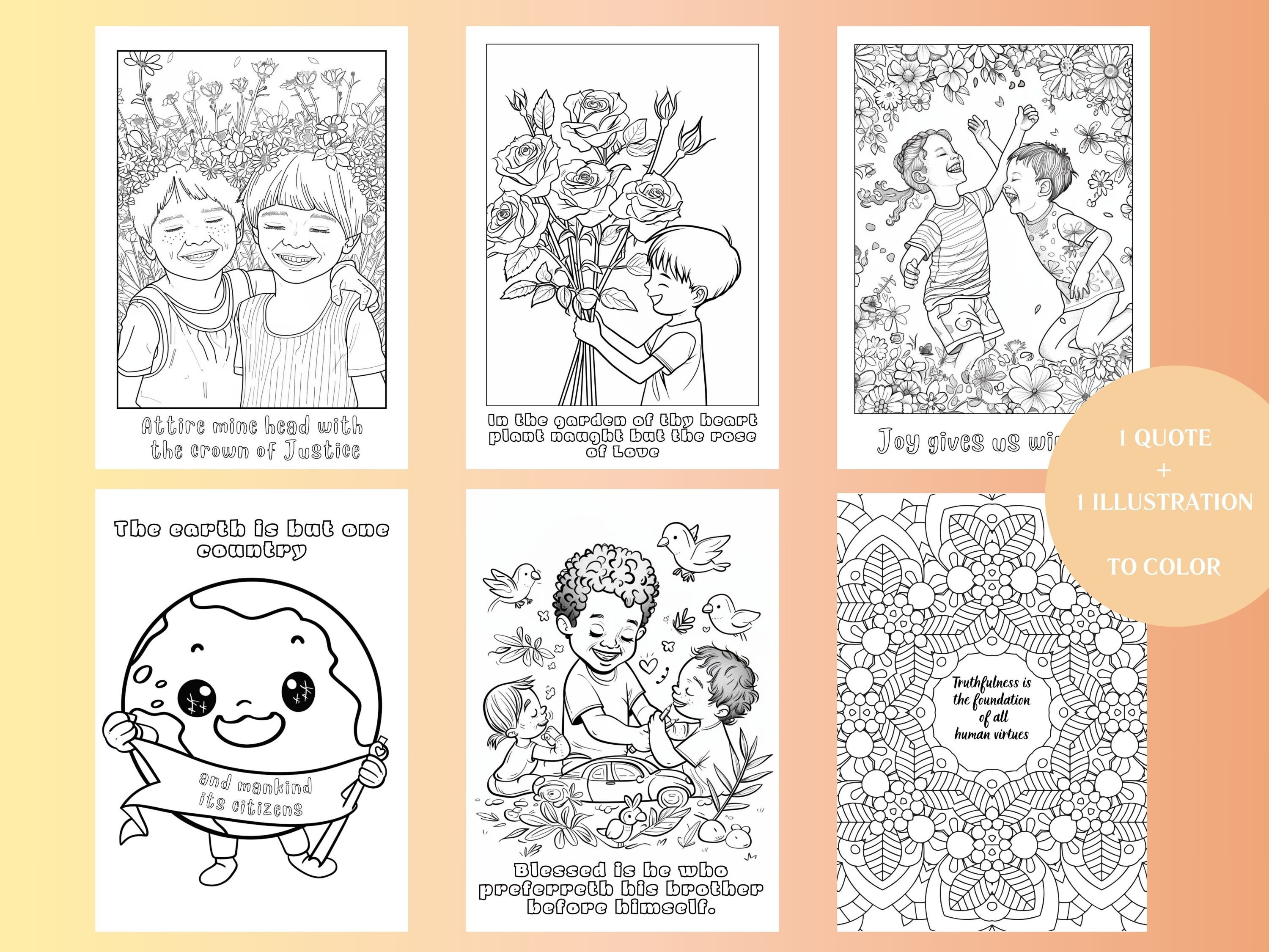 Set of 10 Baha'i Coloring Pages for Children Digital Download Baha'i ...