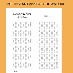 Yearly 365 Days Mood Tracker Template Log Sheet Minimalist Design ...
