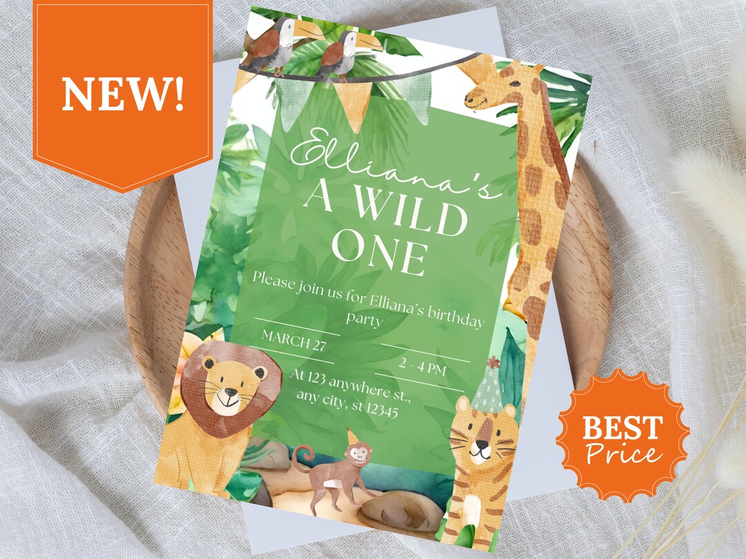 Jungle Kids Birthday Invite: Instant Canva Download, Rainforest Party ...
