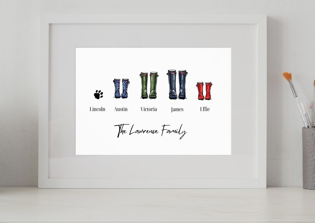 Wellie Boot Family, Print for the Family, Personalised With Mummy and ...