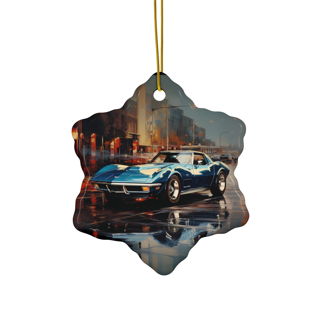1969 Chevy Corvette Ceramic Christmas Ornaments Classic Car Circle and ...