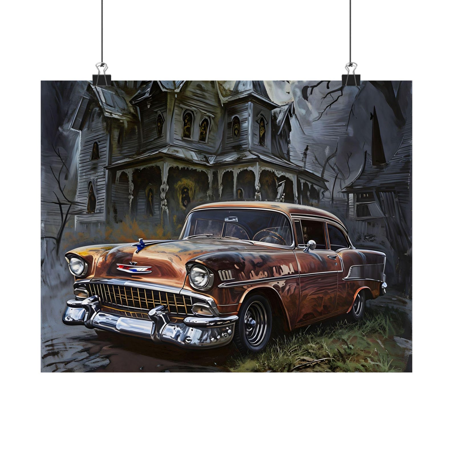 Haunted Chevy Belair Matte Horizontal Posters Home Decoration Wall Art ...