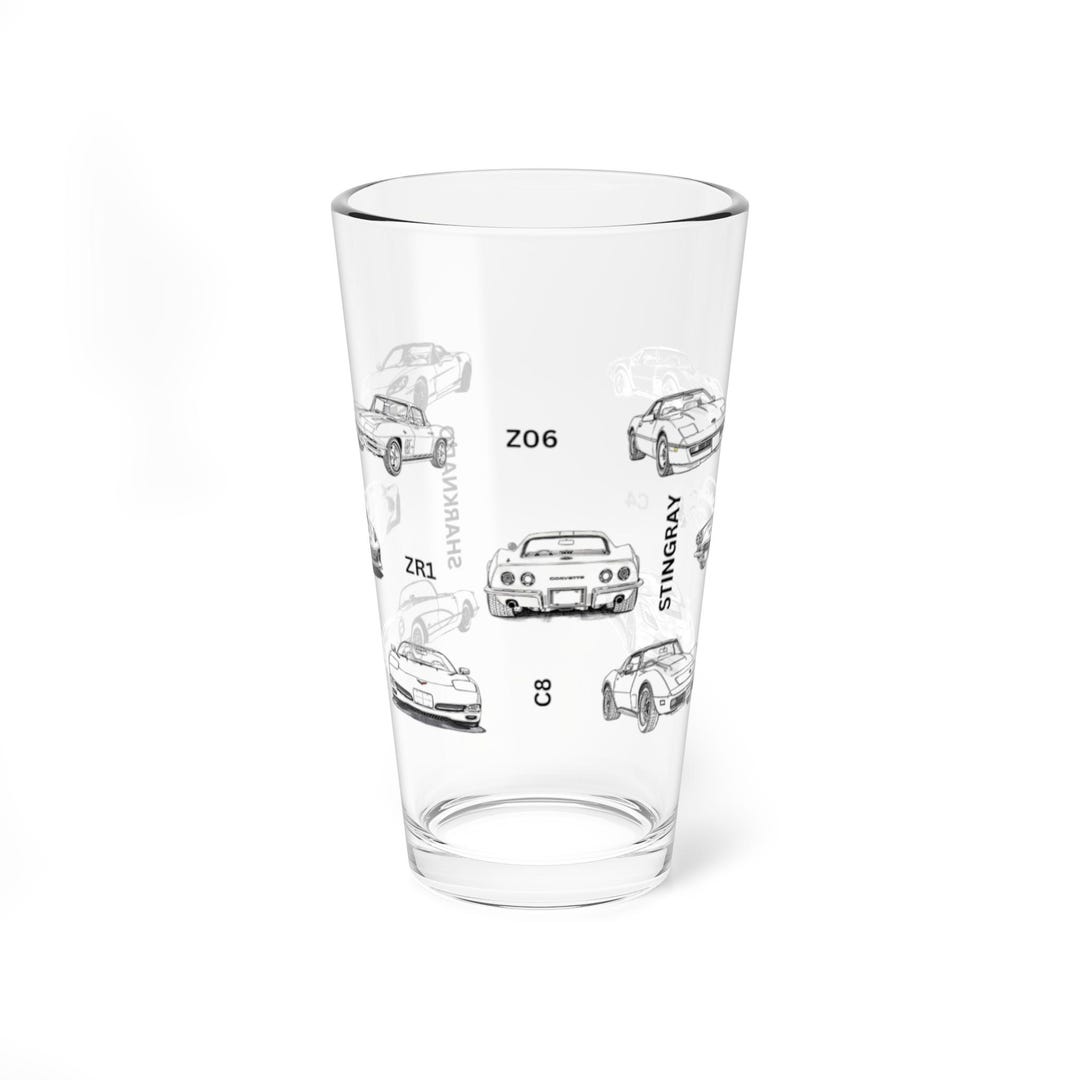 Iconic Corvettes Pint Glass | 16 Oz | Classic Car Lover’s Gift ...