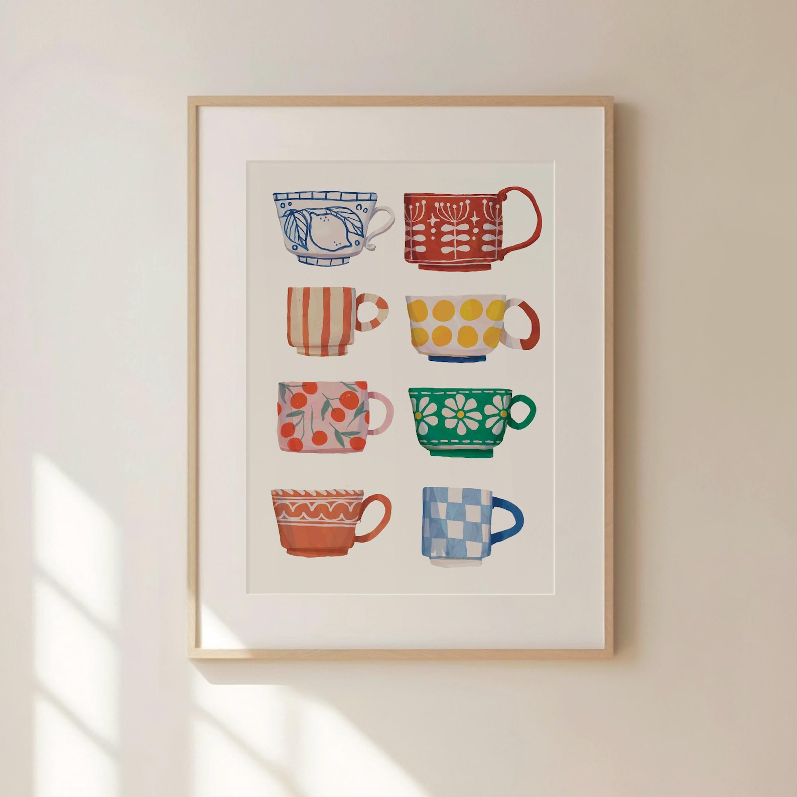 Tea Cup Print, Breakfast Poster, Coffee Printable Art, Handmade Kitchen ...