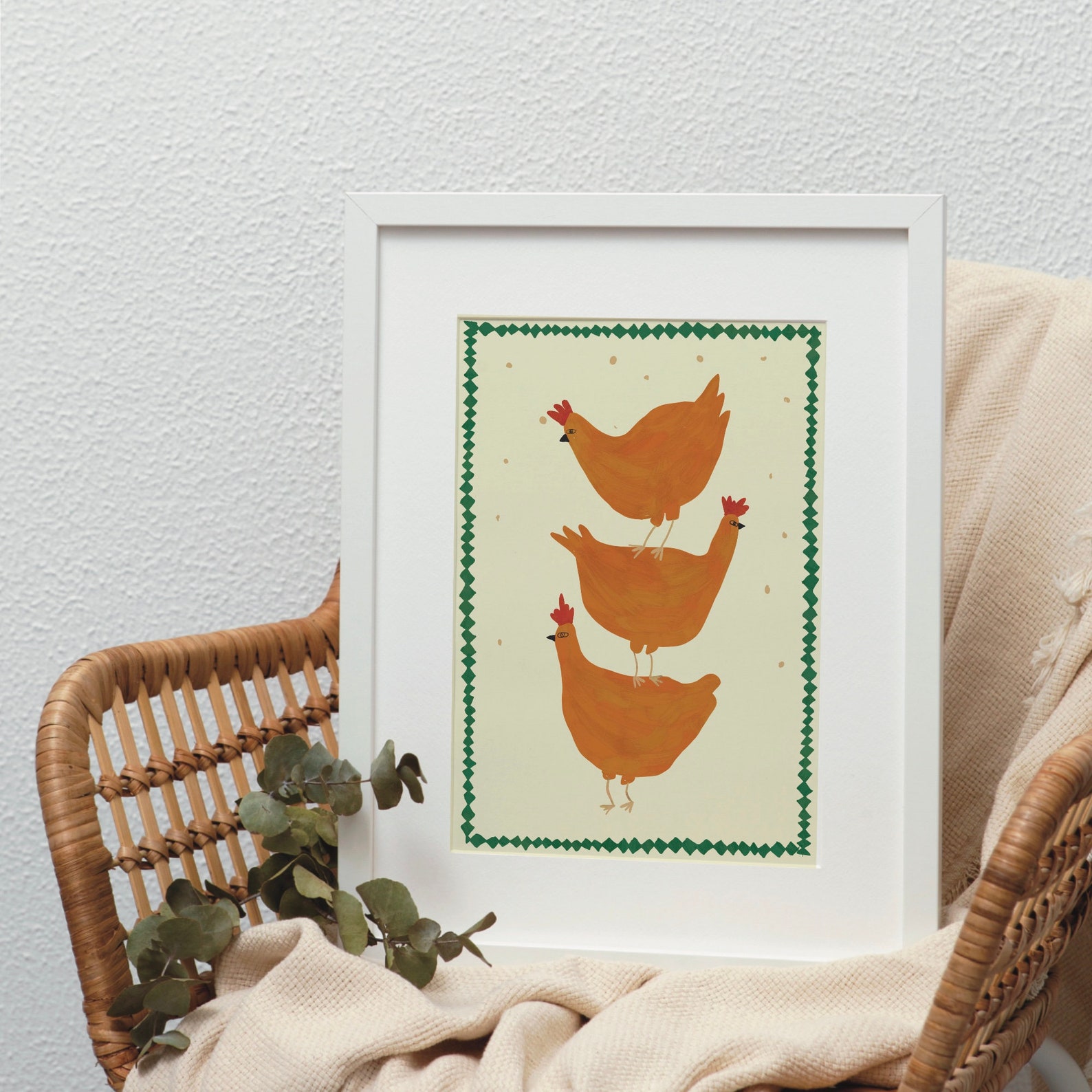 Cottage Core Wall Art, Chicken Print, Farmhouse Wall Decor, Boho ...