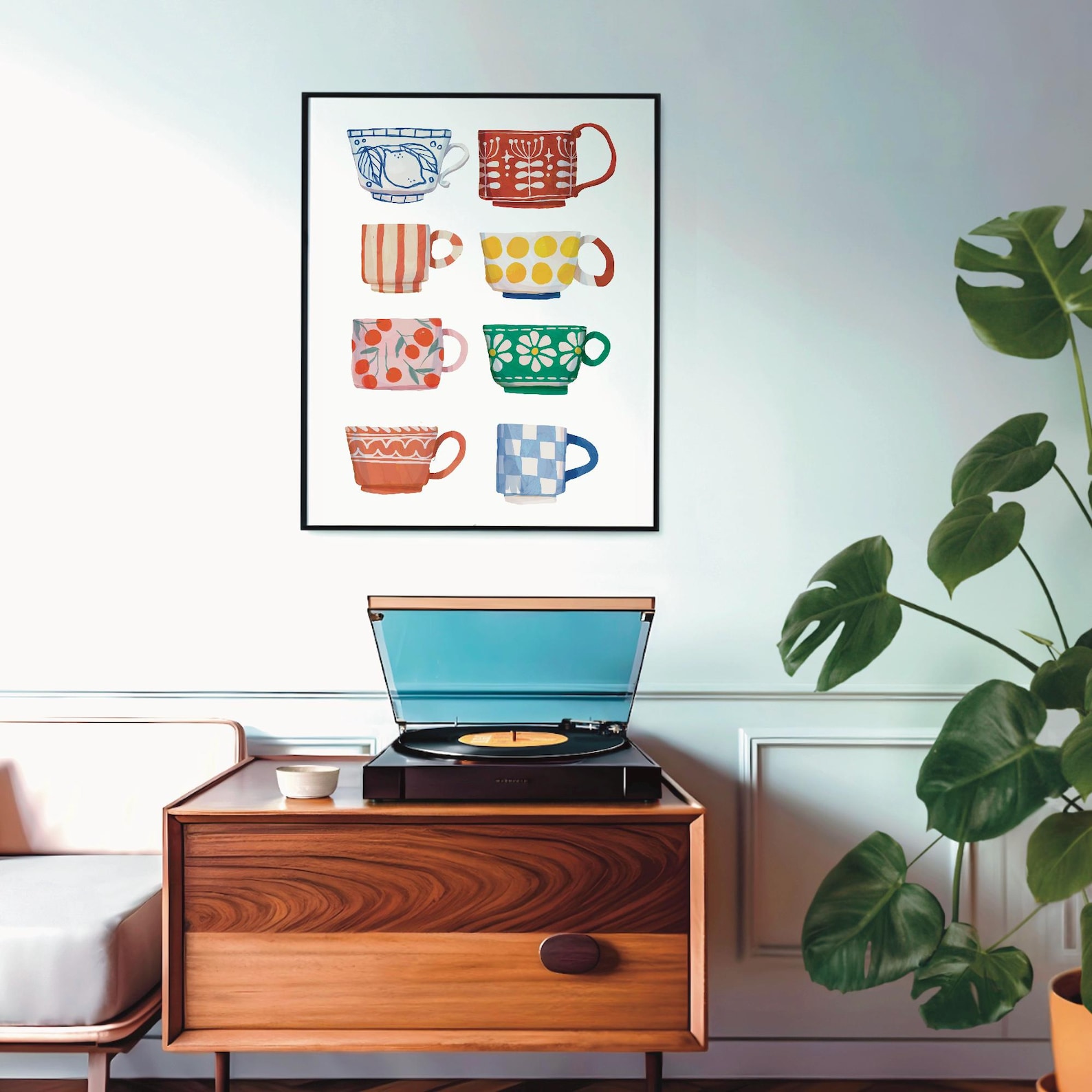 Tea Cup Print, Breakfast Poster, Coffee Printable Art, Handmade Kitchen ...