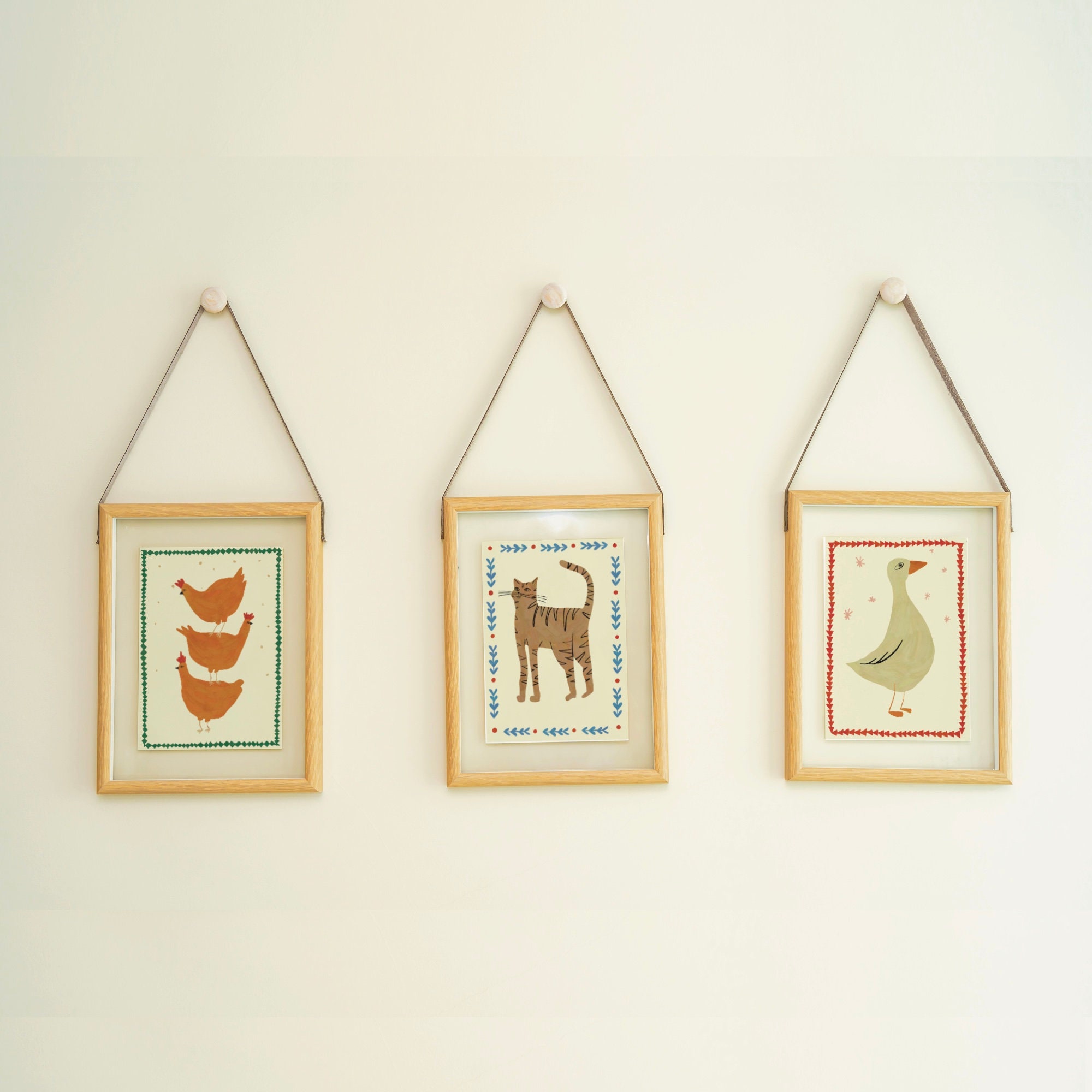 Set of 3 Farm Animals Print, Art Bundle Children Bedroom, Vintage ...