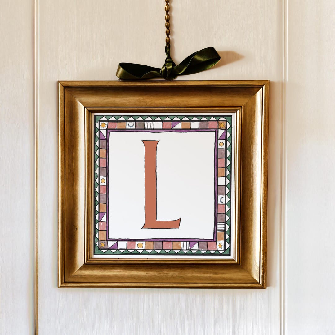 L Initial Print Decor, Nursery Letter Wall Art, New Born Baby Gift ...