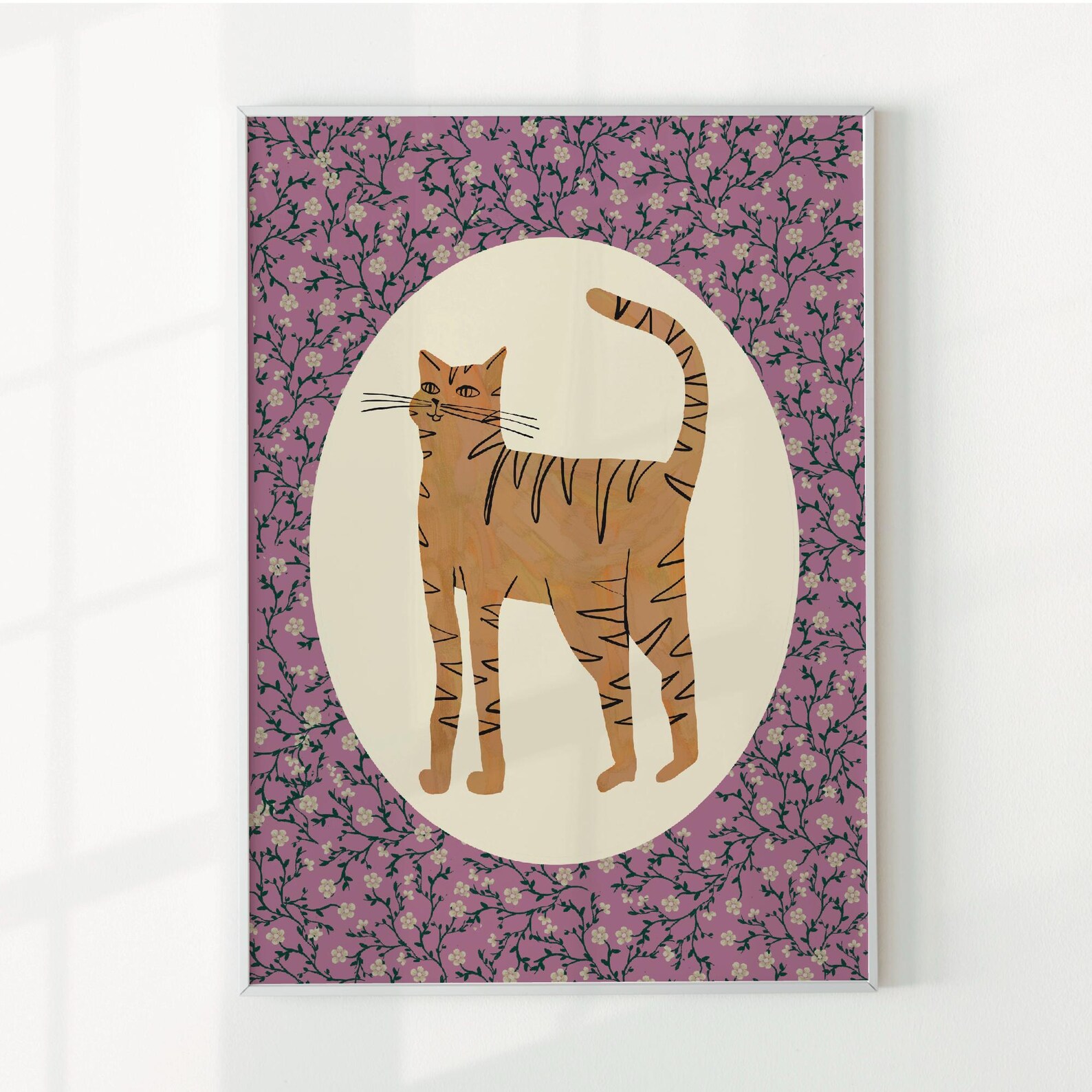 Funny Cat Poster, Cute Kitten Illustration, Cat Lover Gift, Cottage Cat ...
