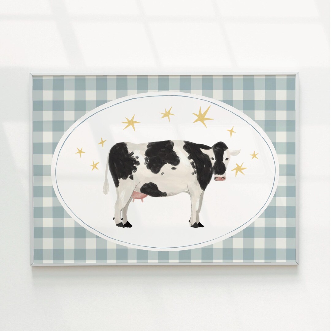 Cow Nursery Wall Art Printable, Country Farm Animal Illustration ...